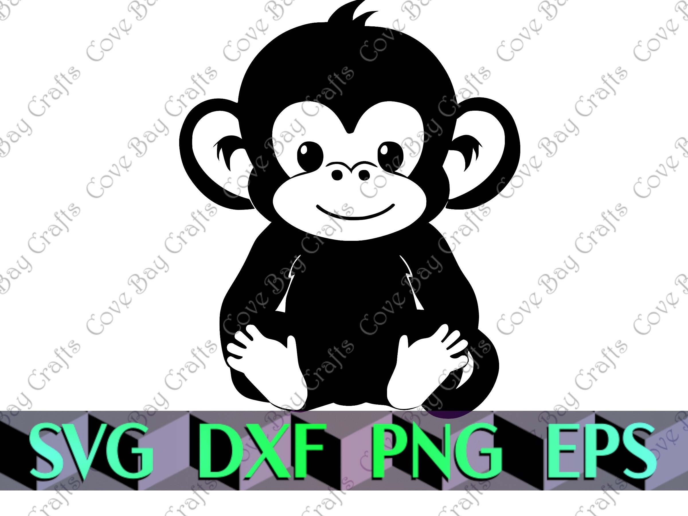 Baby Chimp Monkey SVG DXF EPS Png Download Printable - Etsy