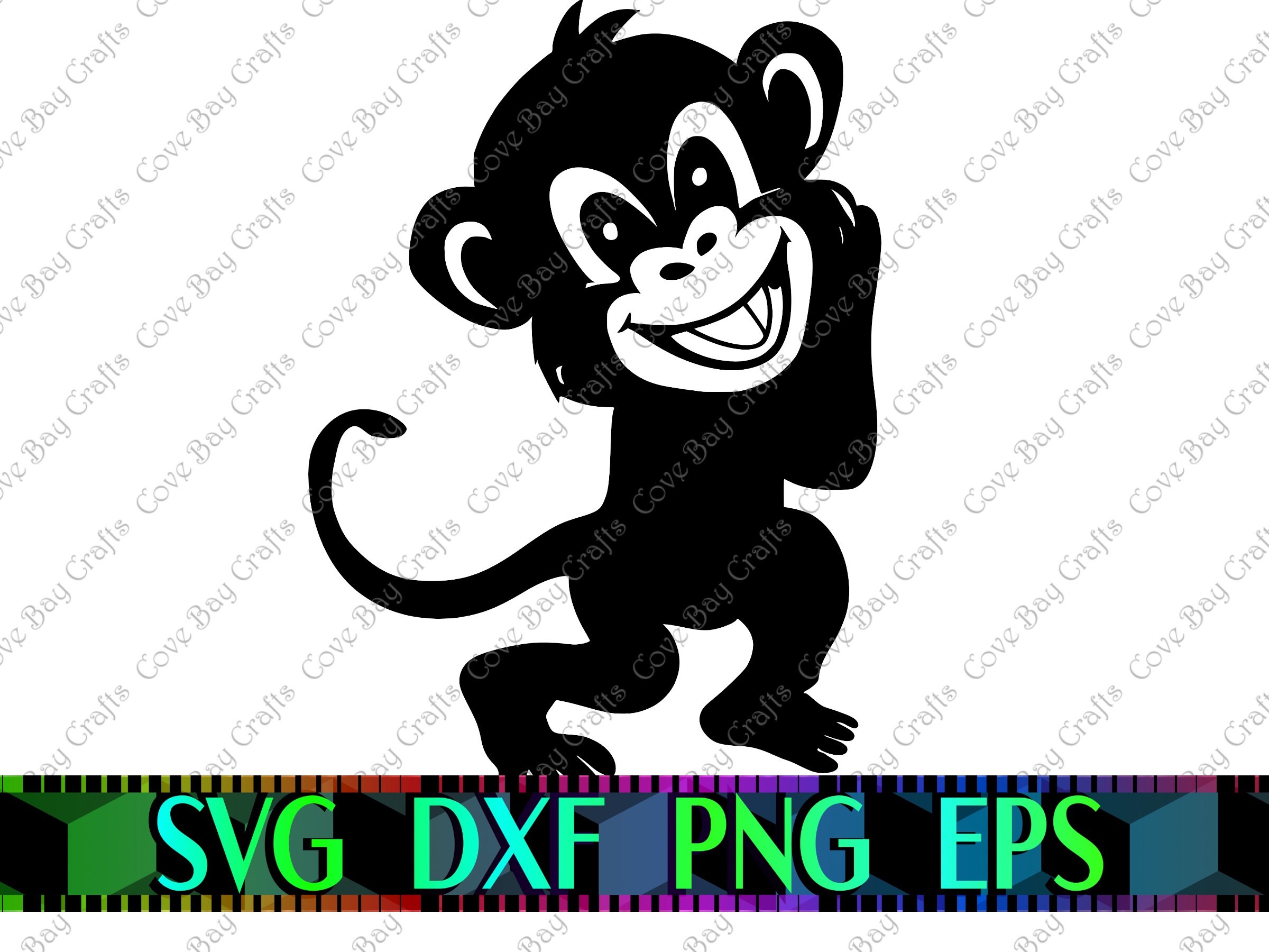 Monkey SVG DXF EPS Png Download, Printable, Cuttable, Editable Vector ...