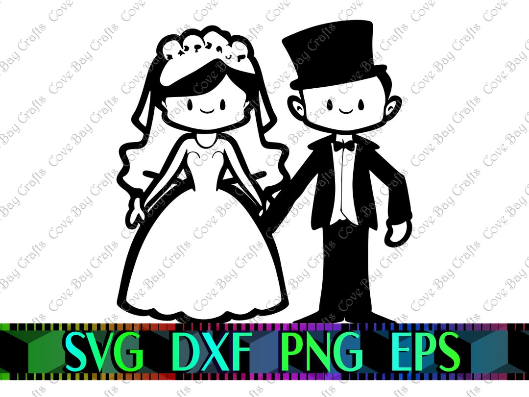 Bride & Groom SVG DXF EPS Png Download, Printable, Editable Vector ...