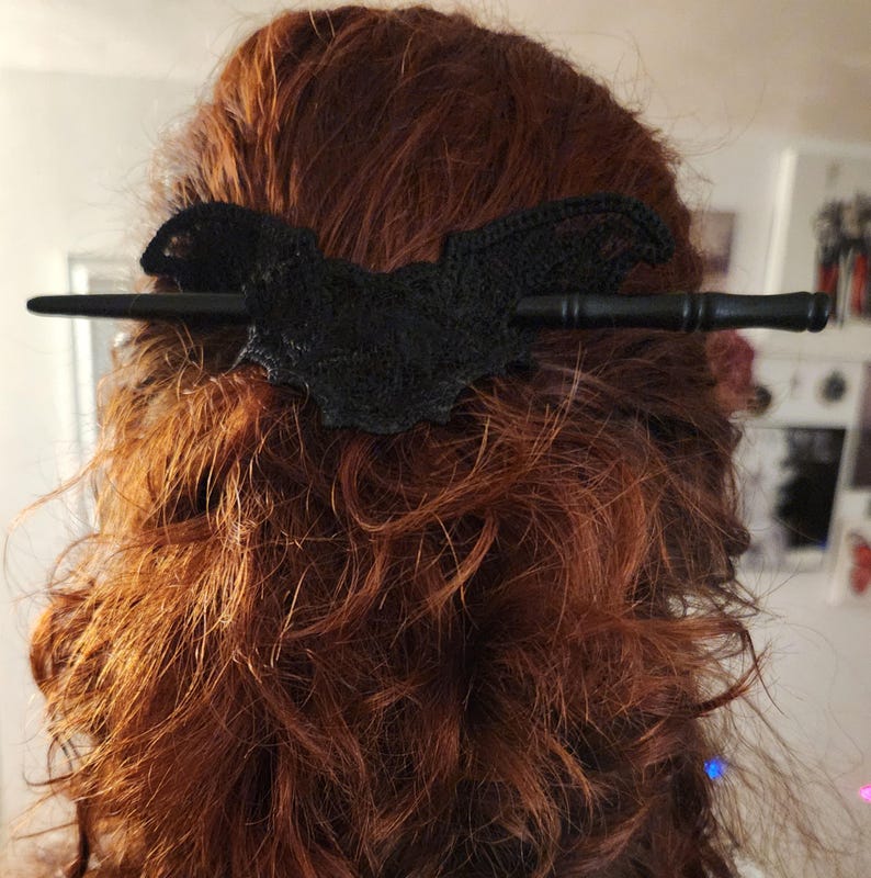 Bat Hair Pin: Black Lace Bun Wrap - Etsy