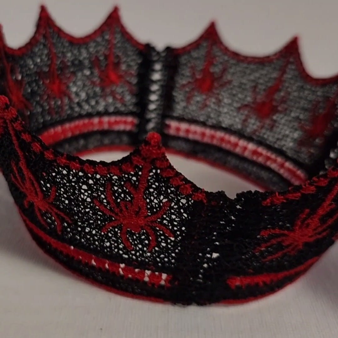 Spider Queen Lace Crown – Gothic Black & Red Halloween Headpiece With ...