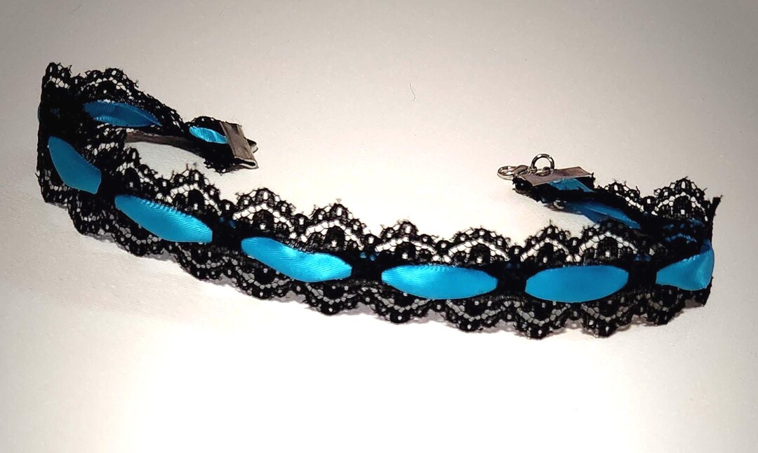 Black Lace and Blue Satin Choker Necklace - Gothic Victorian Style - Etsy