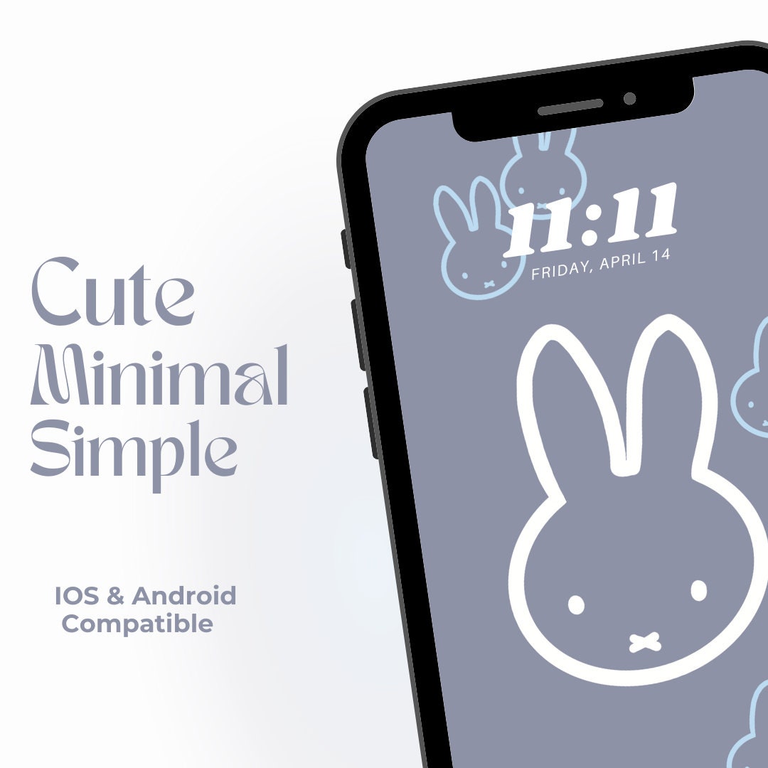 Miffy Bunny Phone Wallpaper: Minimalist Lockscreen (digital Download ...