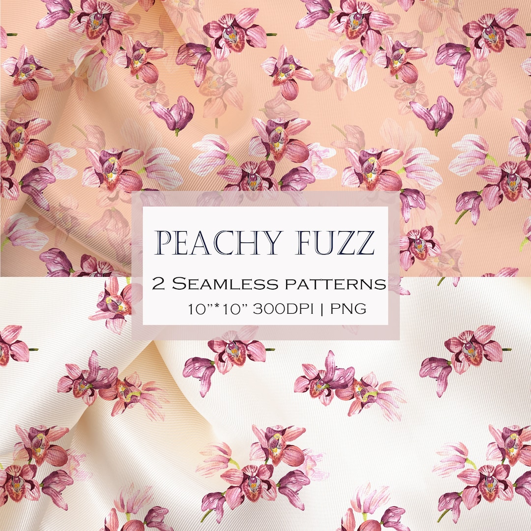 Orchids Seamless Pattern / Floral Design/ Peach Fuzz / Botanical ...