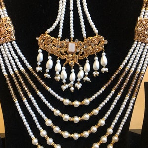 White and Gold Indian Pakistani Bridal Wedding Jewellery Set - Etsy