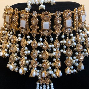 White and Gold Indian Pakistani Bridal Wedding Jewellery Set - Etsy