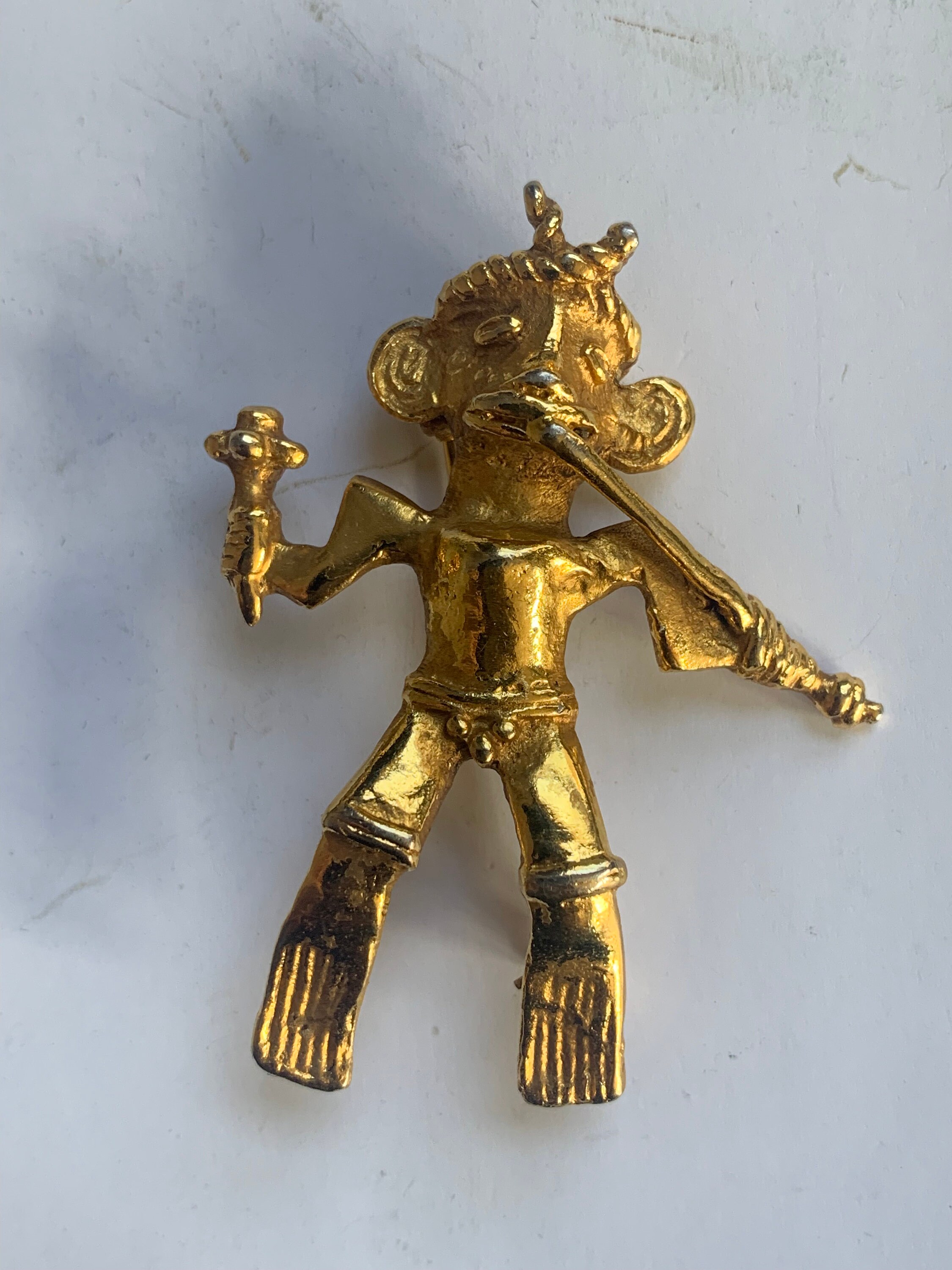 RARE Gold Tone Alva Musuem Replica Aztec Man Brooch Pin Myan - Etsy