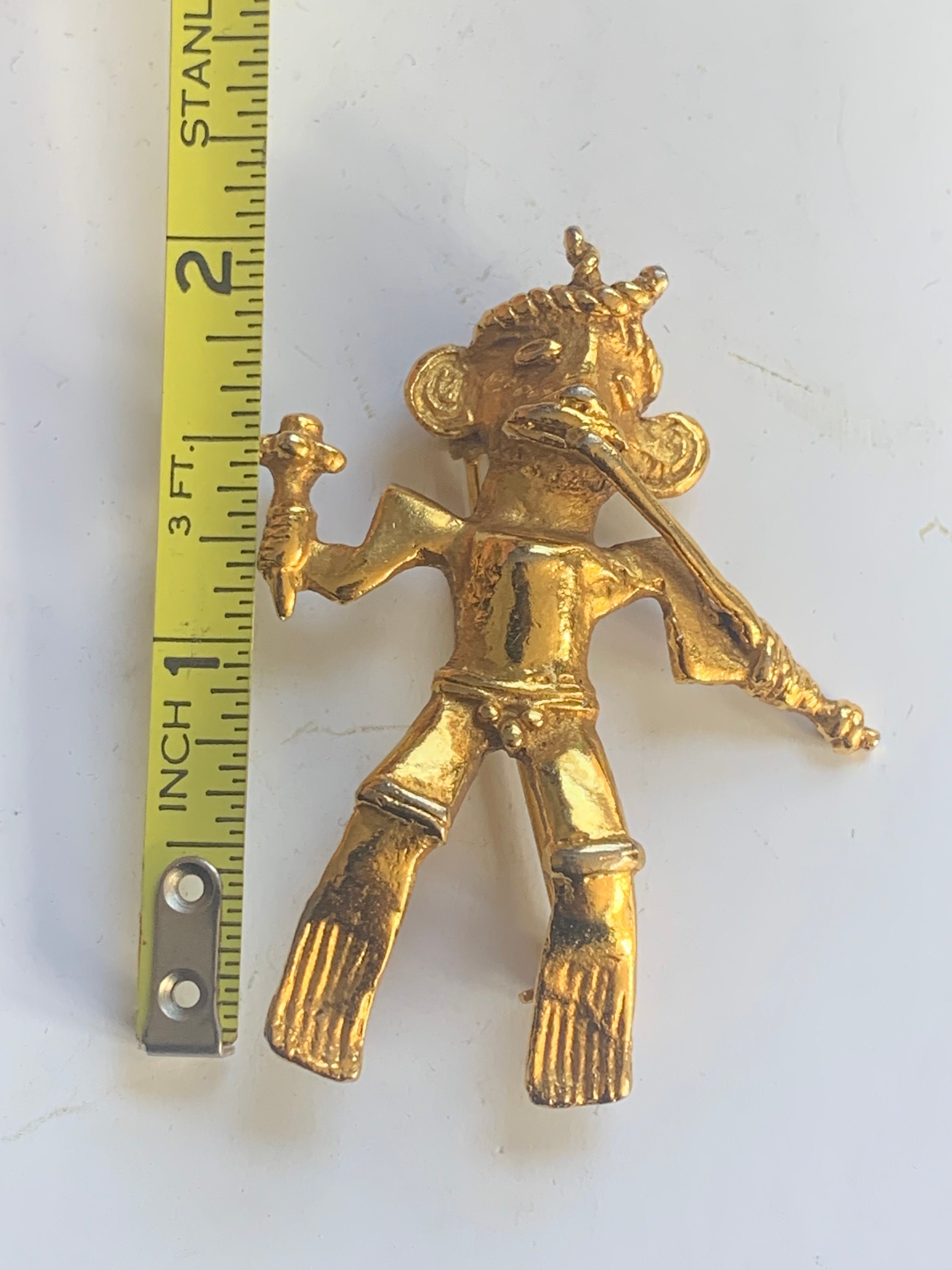 RARE Gold Tone Alva Musuem Replica Aztec Man Brooch Pin Myan - Etsy