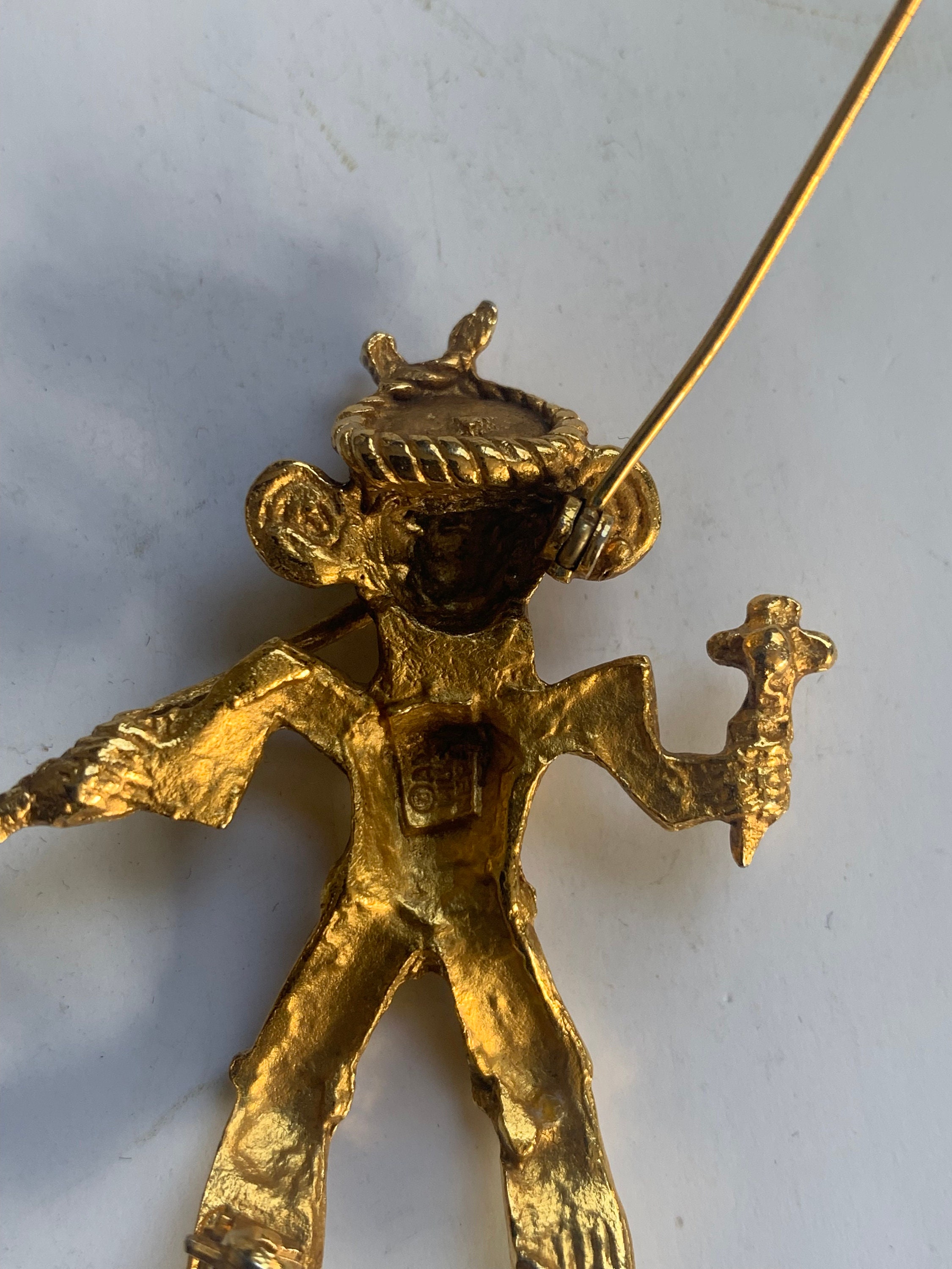 RARE Gold Tone Alva Musuem Replica Aztec Man Brooch Pin Myan - Etsy