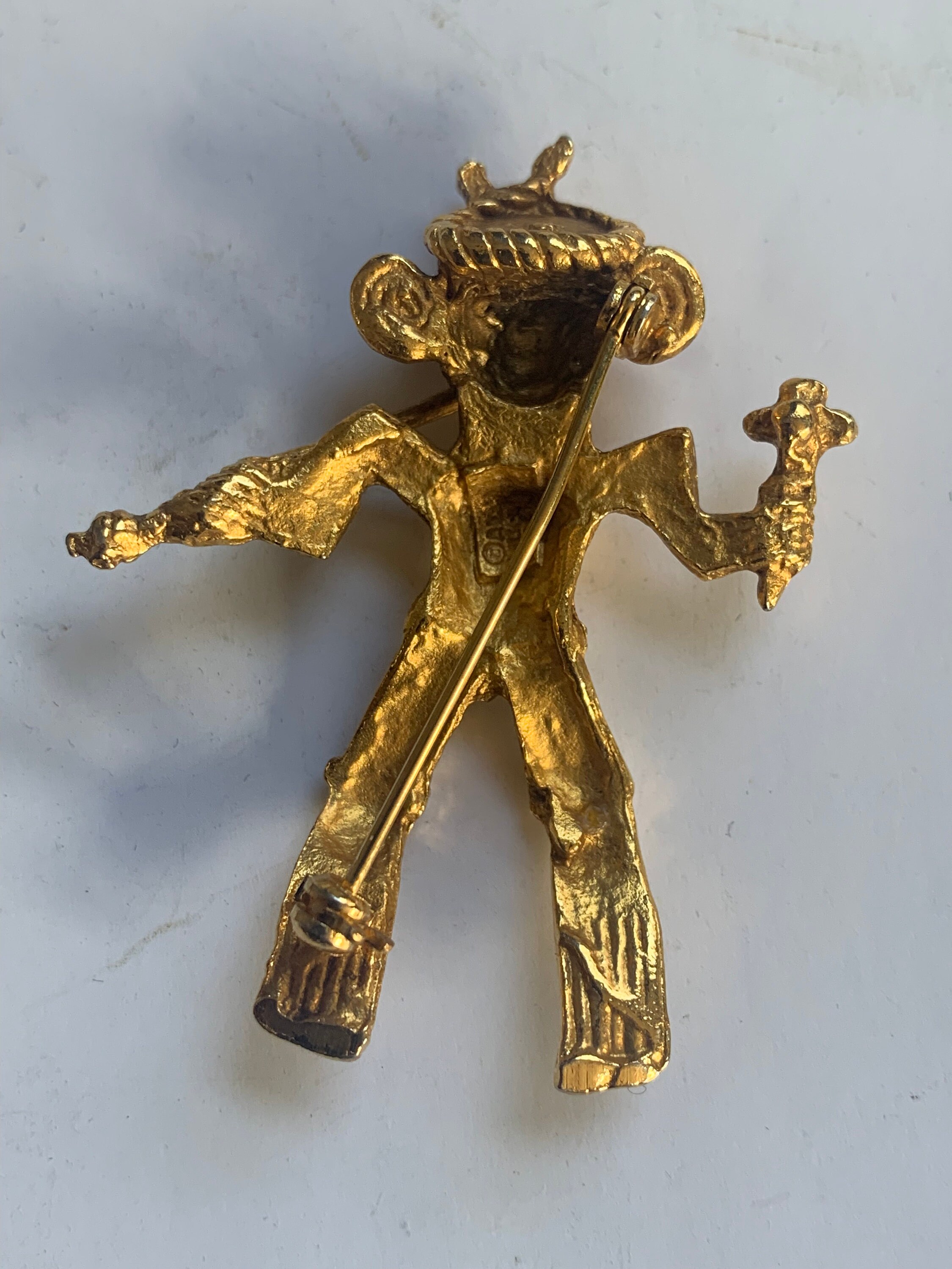 RARE Gold Tone Alva Musuem Replica Aztec Man Brooch Pin Myan - Etsy