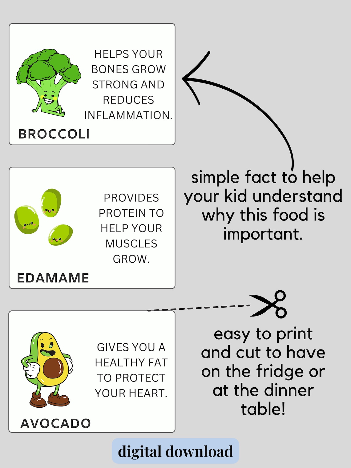 Food Flash Cards-nutrition for Kids -benefits of Food-vegetables-fruits ...