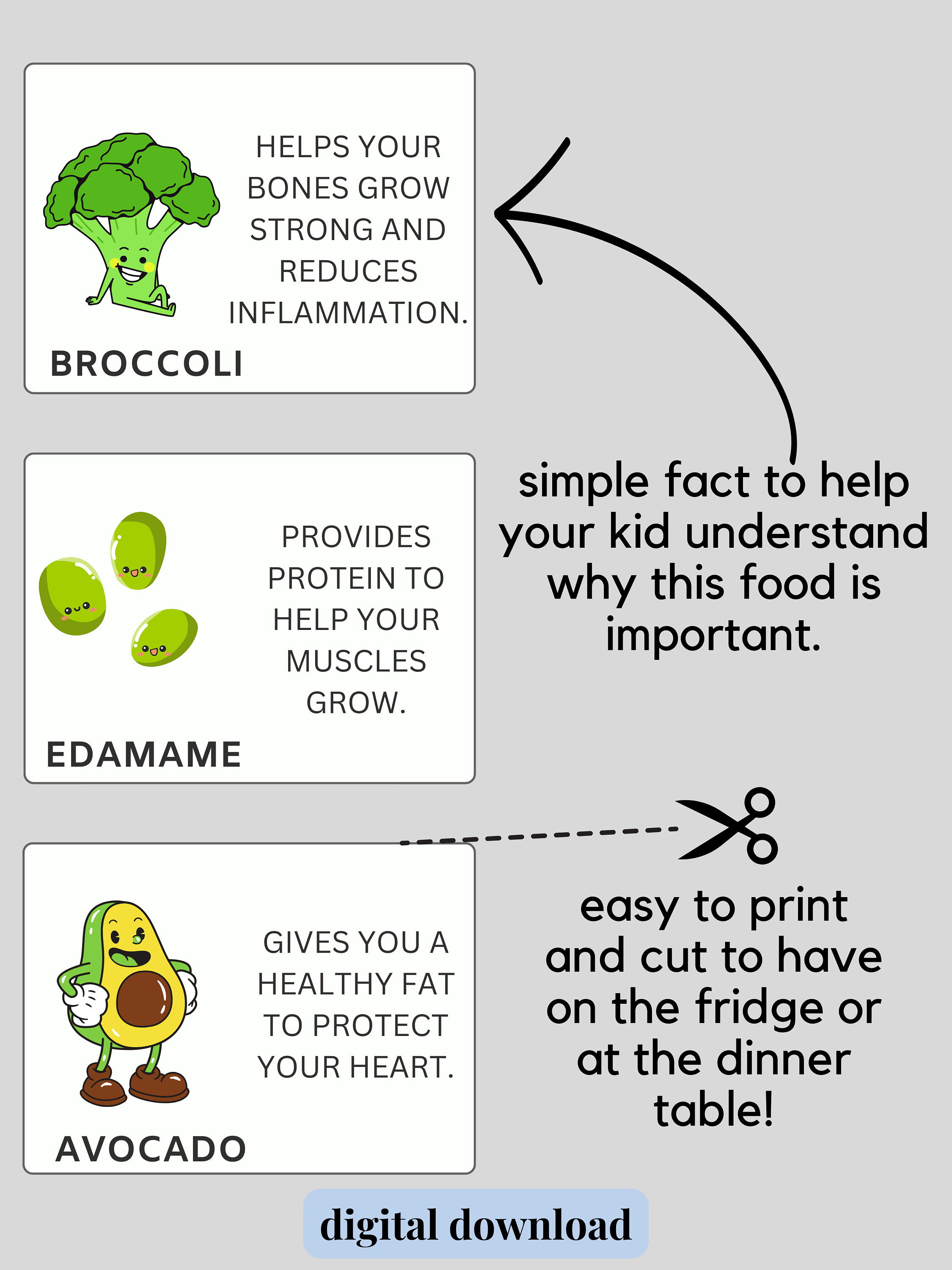 Food Flash Cards-nutrition for Kids -benefits of Food-vegetables-fruits ...