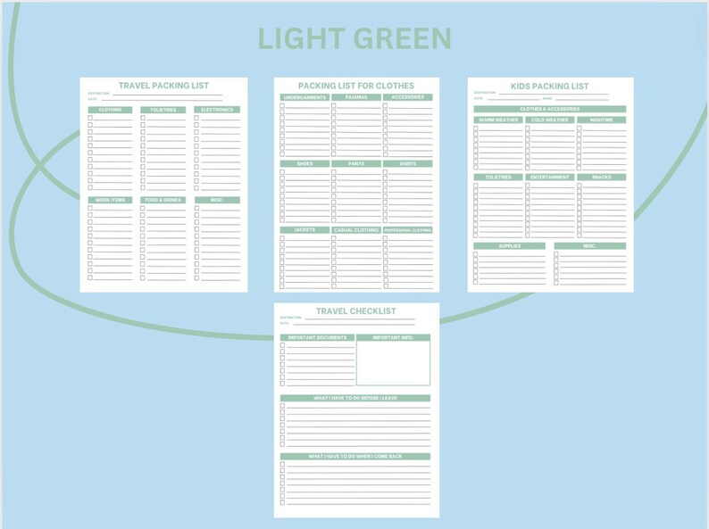 Packing List Templates Canva | Vacation Packing List | Clothes Packing ...