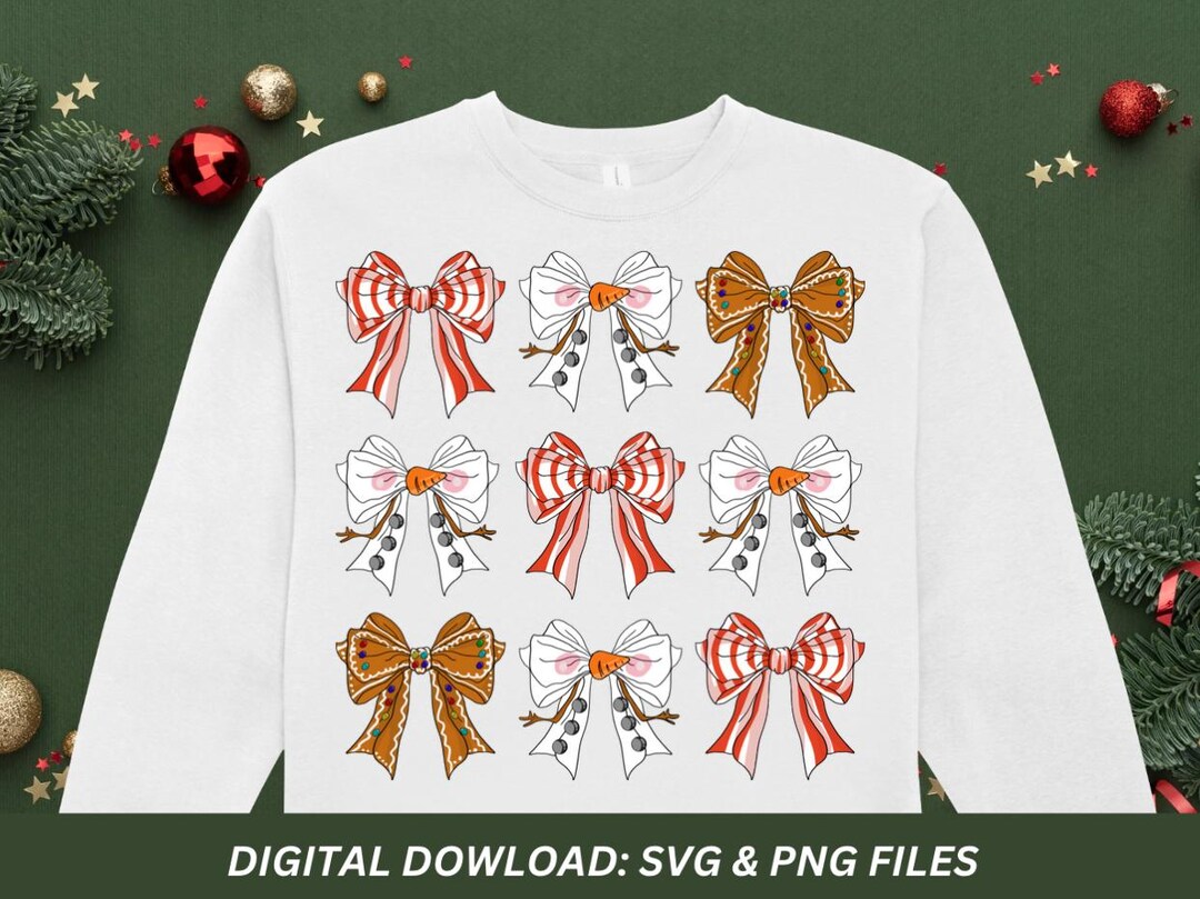 Coquette Christmas Ribbons | PNG File | SVG File | Candycane Bows ...