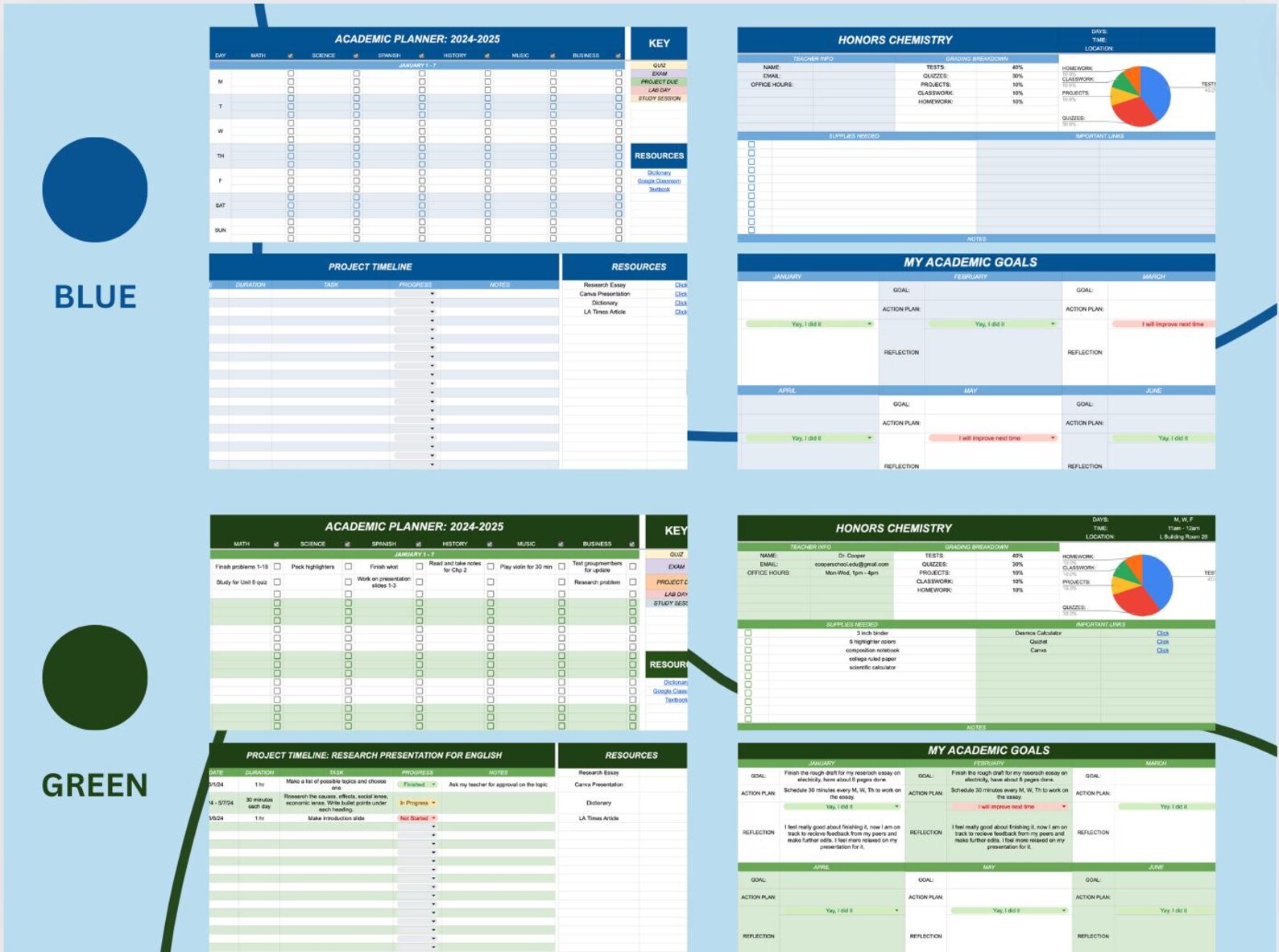 Academic Planner Google Sheets | Assignment Tracker | Note Template ...