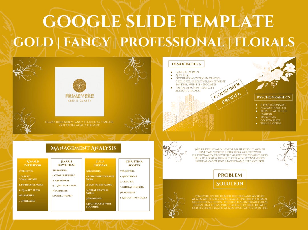 Gold and Fancy | Google Slide Template | 15 Unique Templates ...