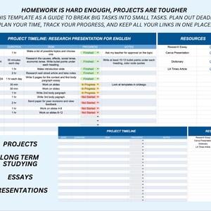 Academic Planner Google Sheets | Assignment Tracker | Note Template ...