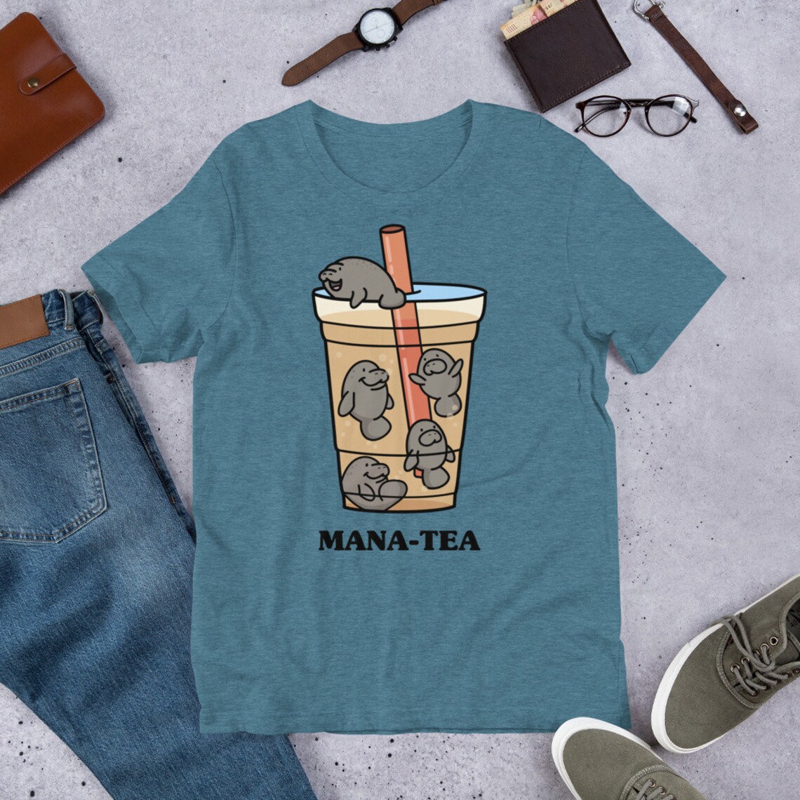 Mana-tea T-shirt: Funny Manatee Iced Tea Graphic Tee - Etsy