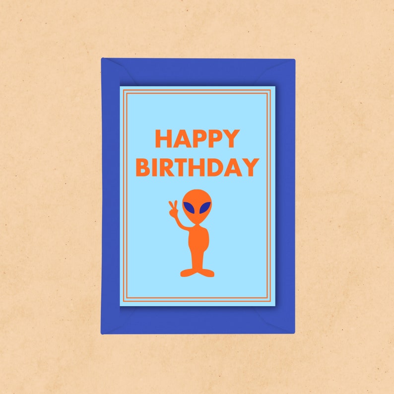 Alien Rock on Birthday Card: Bold Colorful Design (digital Download) - Etsy