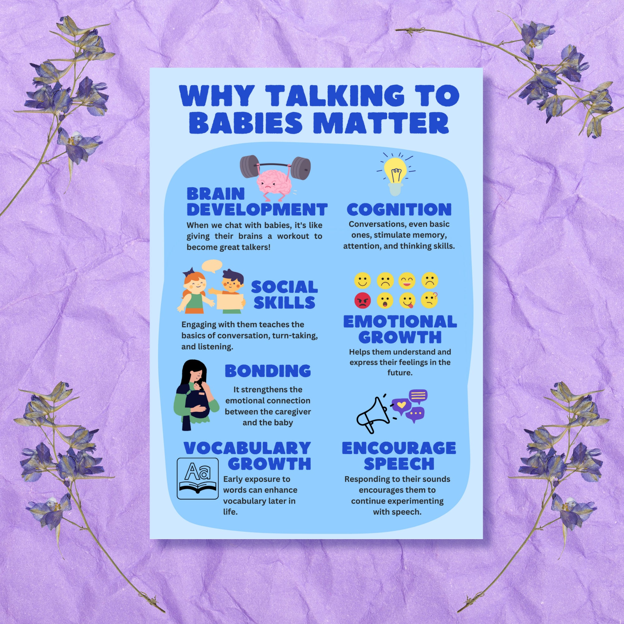 Newborn Educational Printable PDF Handout: Talking to Your Baby | New ...