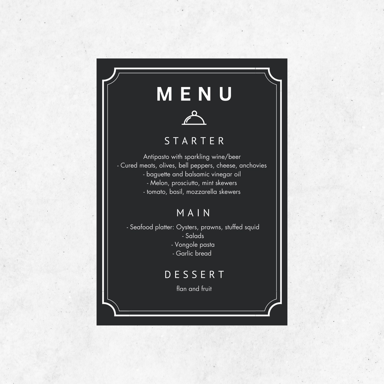 Editable Minimalist Menu Template: Dinner, Bar, Dessert (canva) - Etsy