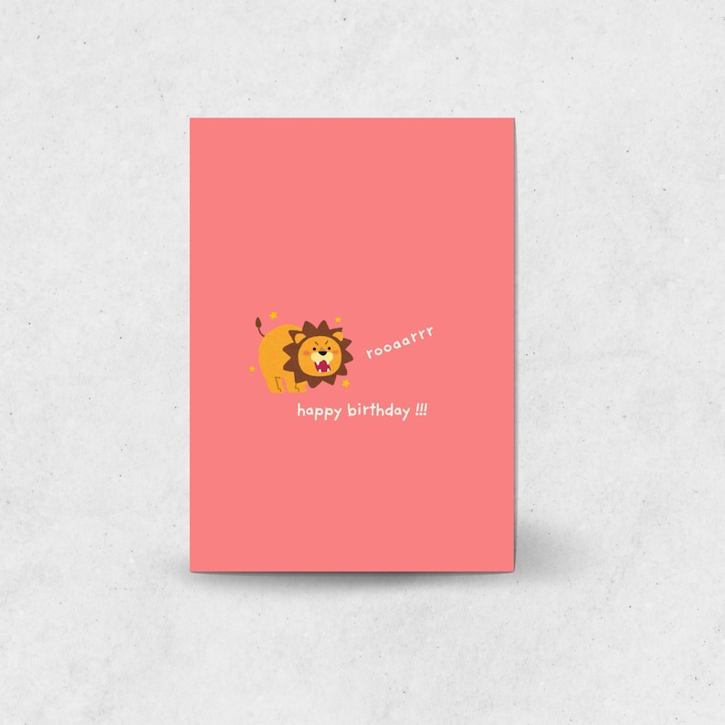 Lion Birthday Card Printable | Cute Animal Kids Card | Instant Download ...