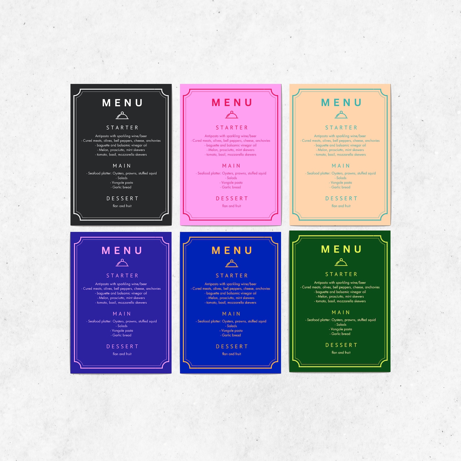 Editable Menus: Dinner, Bar Food and Dessert Menus | for Restaurants ...