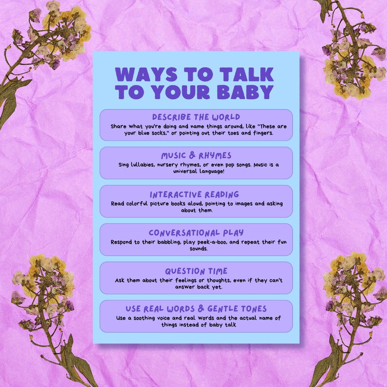 Newborn Educational Printable PDF Handout: Talking to Your Baby | New ...