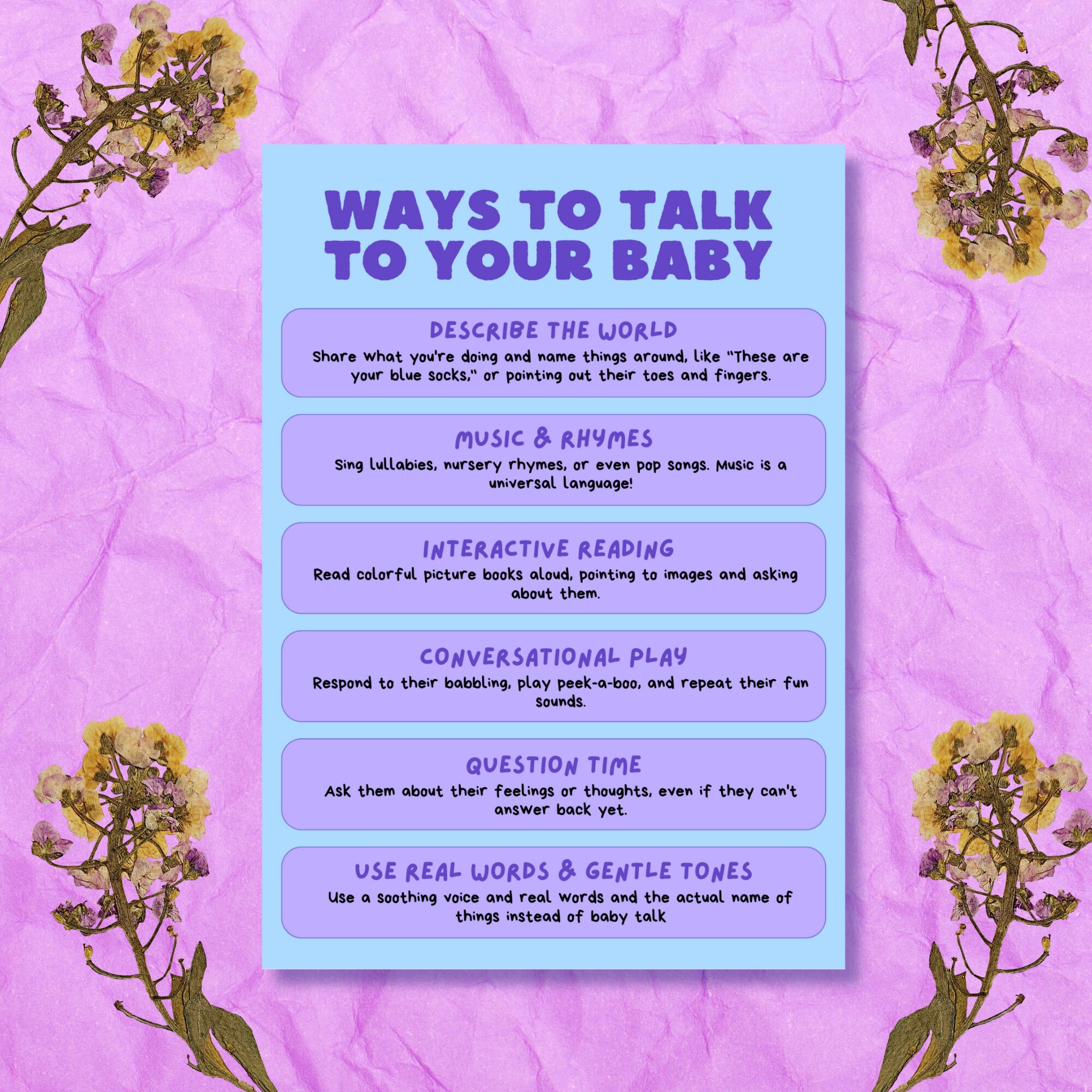 Newborn Educational Printable PDF Handout: Talking to Your Baby | New ...