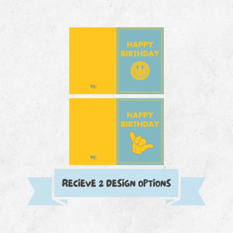 Printable Minimalist Birthday Cards: Smiley Face and Shaka Sign | for ...