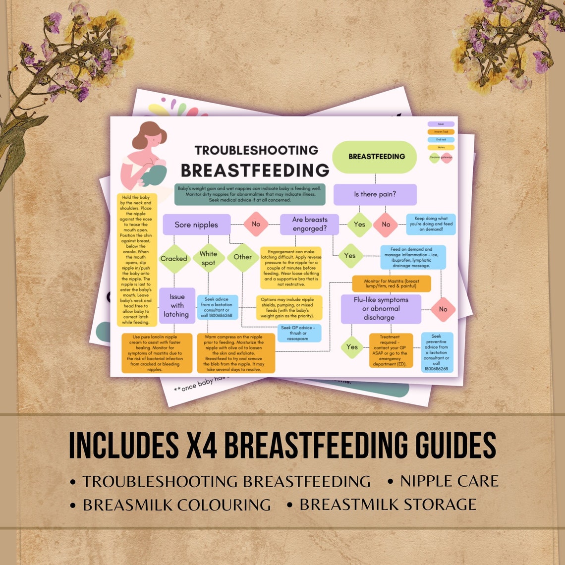 Breastfeeding Guide | New Mum Handout, Pain Relief, Mastitis Prevention ...