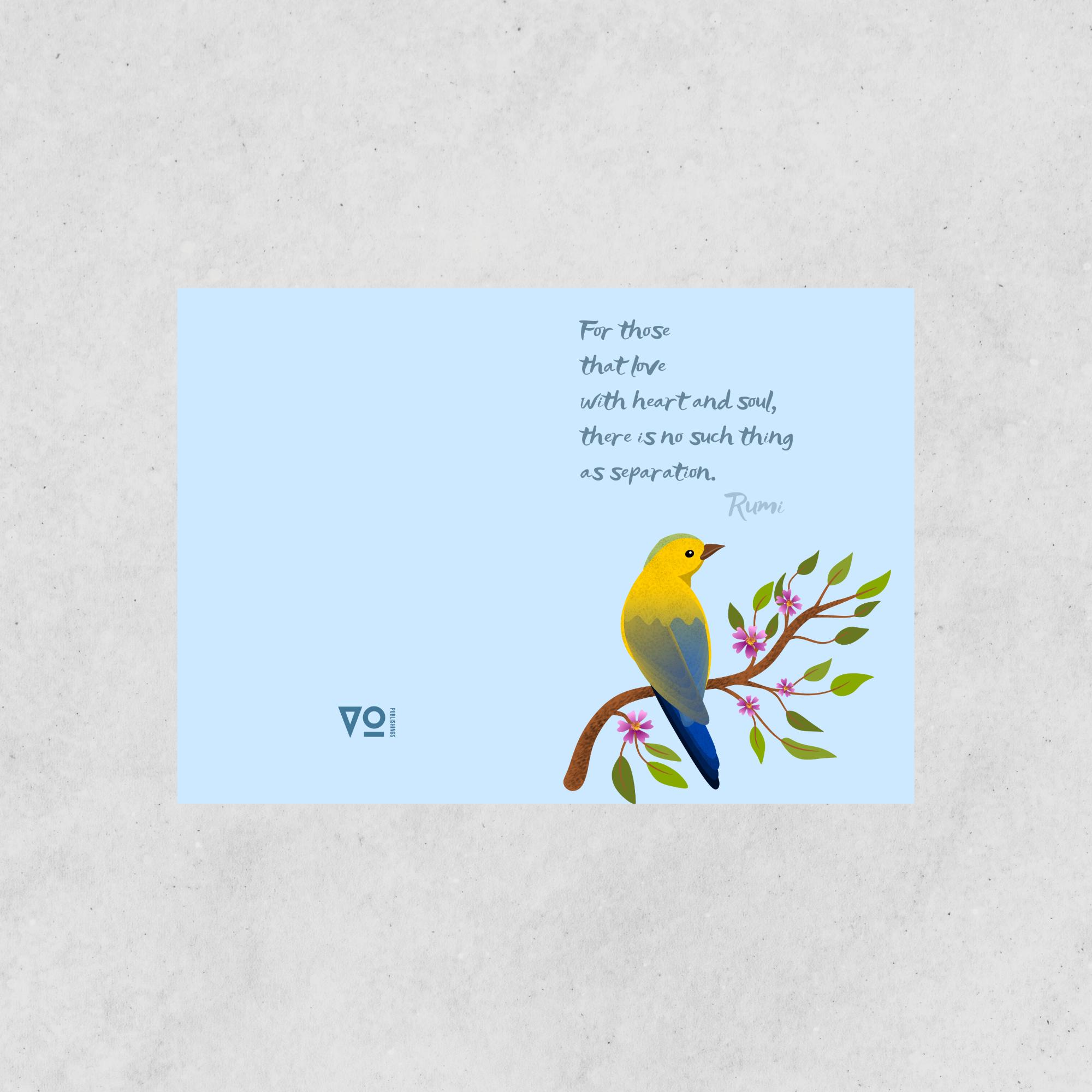 Printable Sympathy Card With Rumi Quote, Bird Design (A5 & A6 Download ...