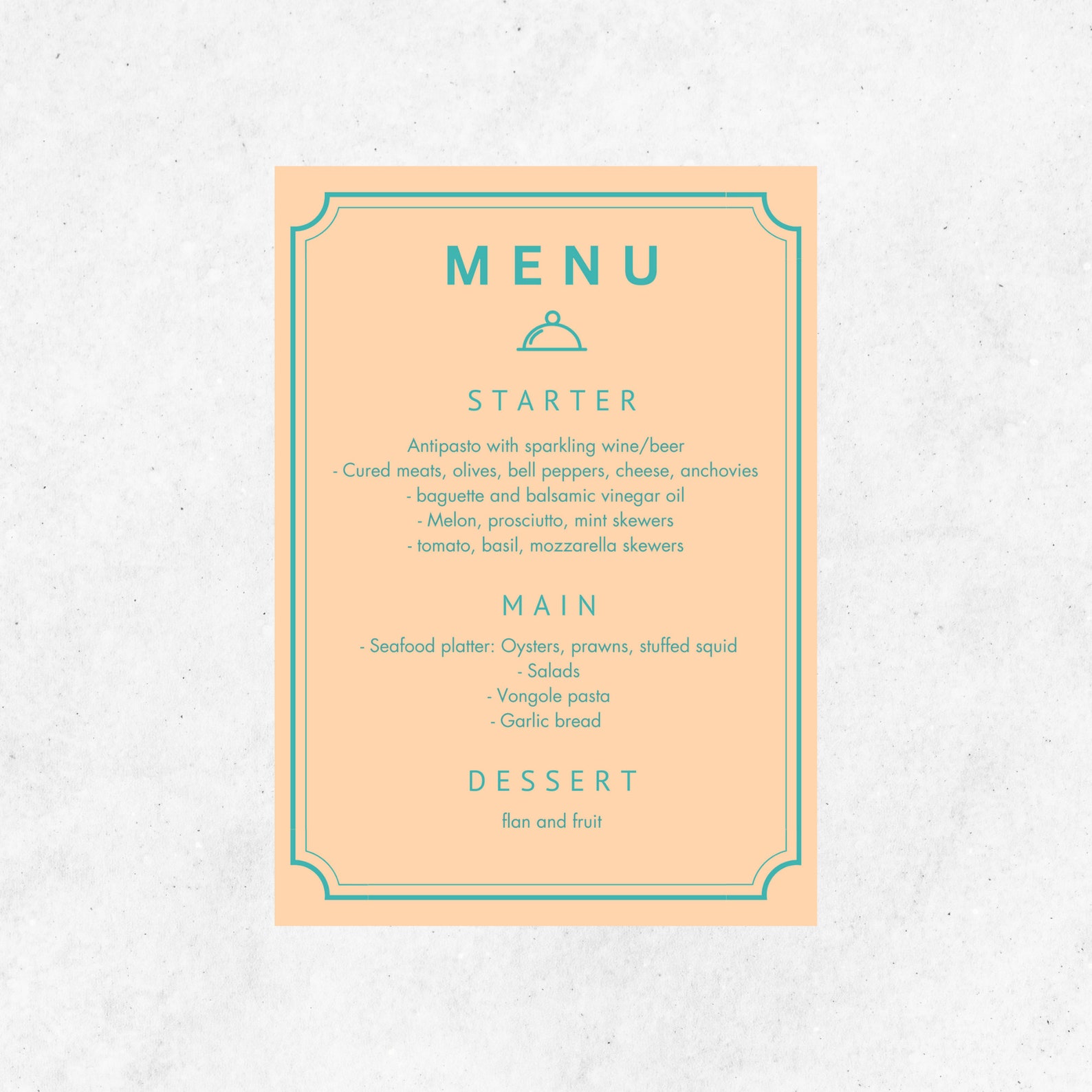 Editable Minimalist Menu Template: Dinner, Bar, Dessert (canva) - Etsy