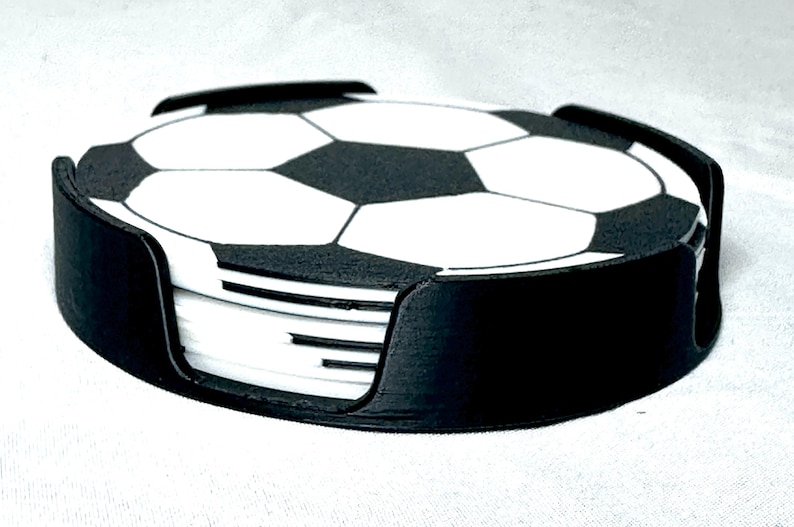 Custom 3D Printed Soccer Coasters Set With Holder – Unique Home Decor ...