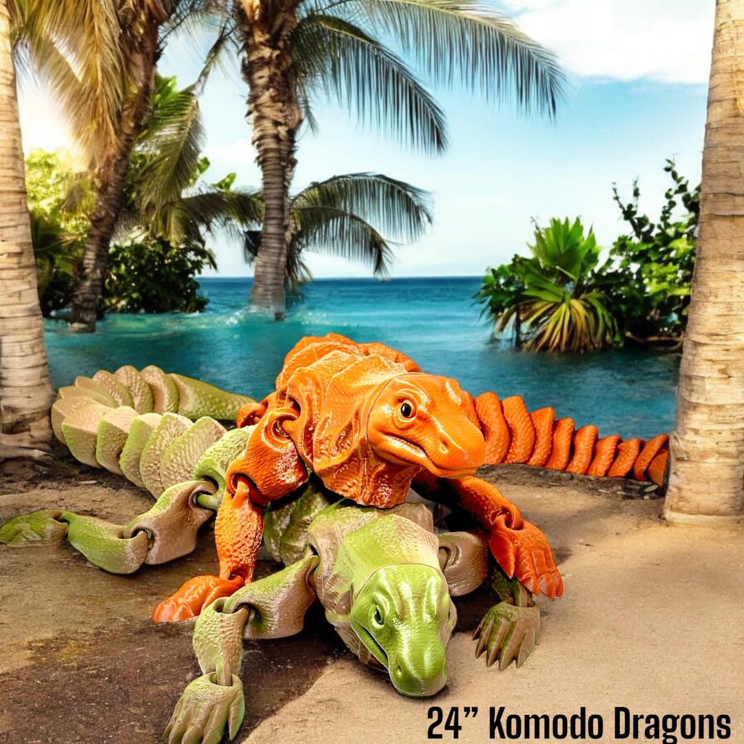 3D Printed Articulating Komodo Dragon Fidget Toy - Reptile Lover Gift ...