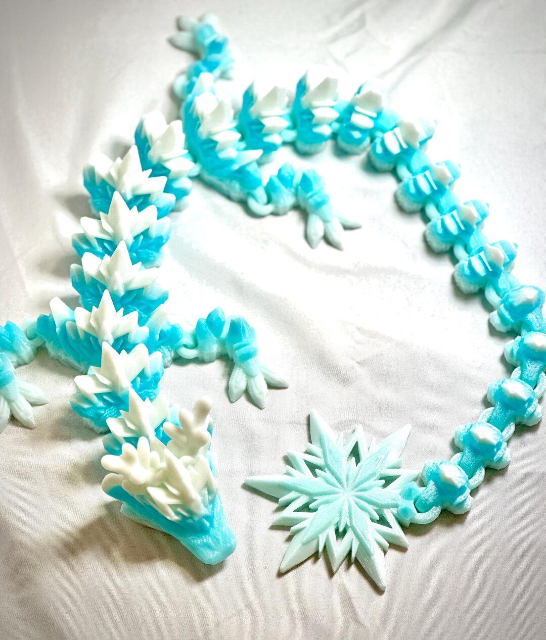 3D Printed Articulating Winter Dragon: Holiday Home Decor - Etsy