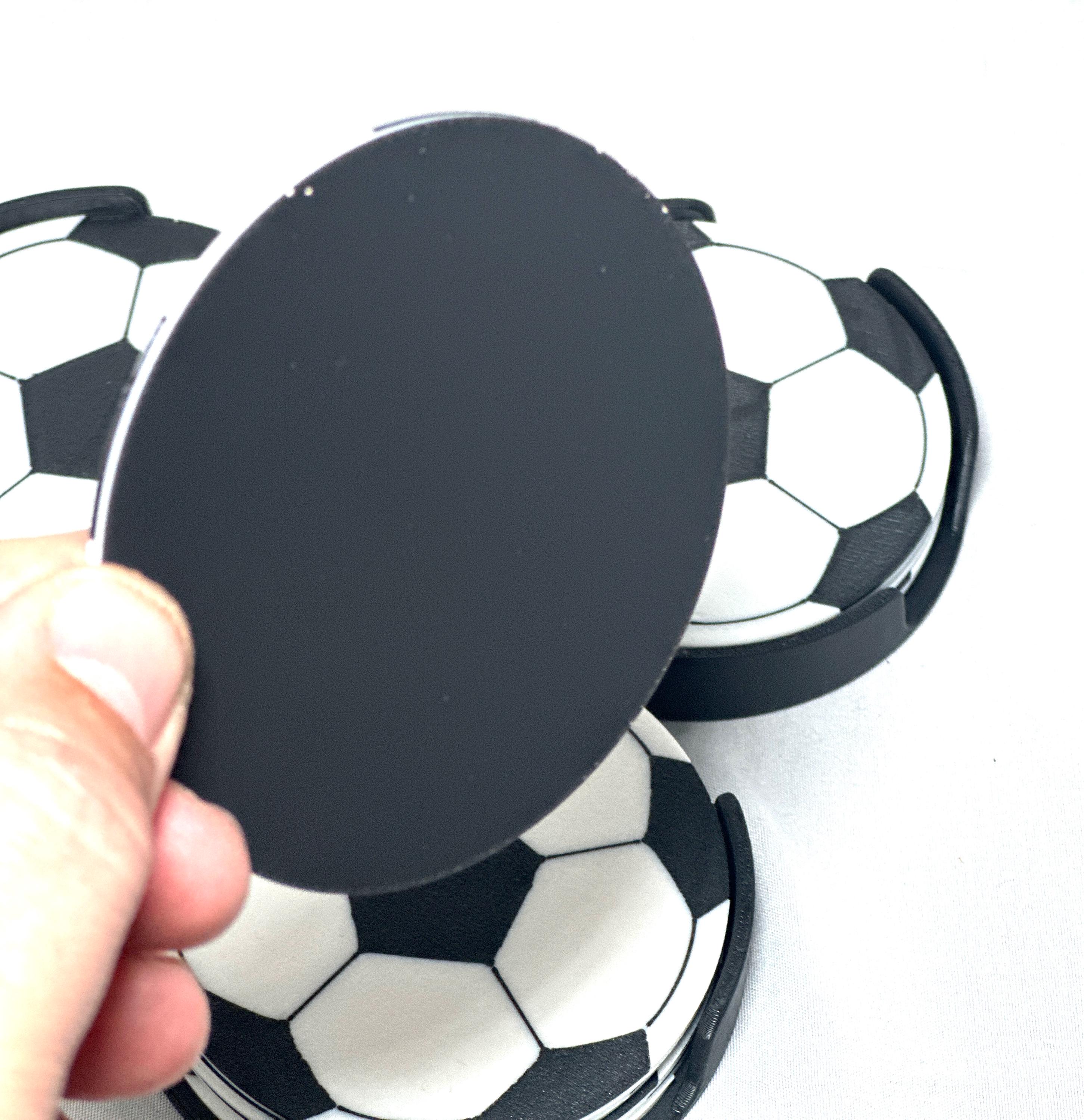 Custom 3D Printed Soccer Coasters Set With Holder – Unique Home Decor ...