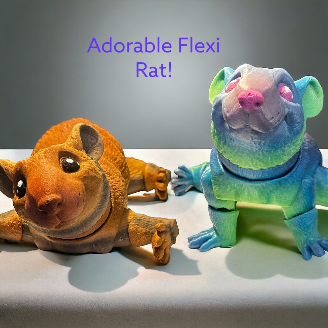Articulated Adorable Rat 3D Printed Custom Fidget Toy, Stress Relief ...