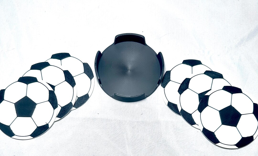 Custom 3D Printed Soccer Coasters Set With Holder – Unique Home Decor ...