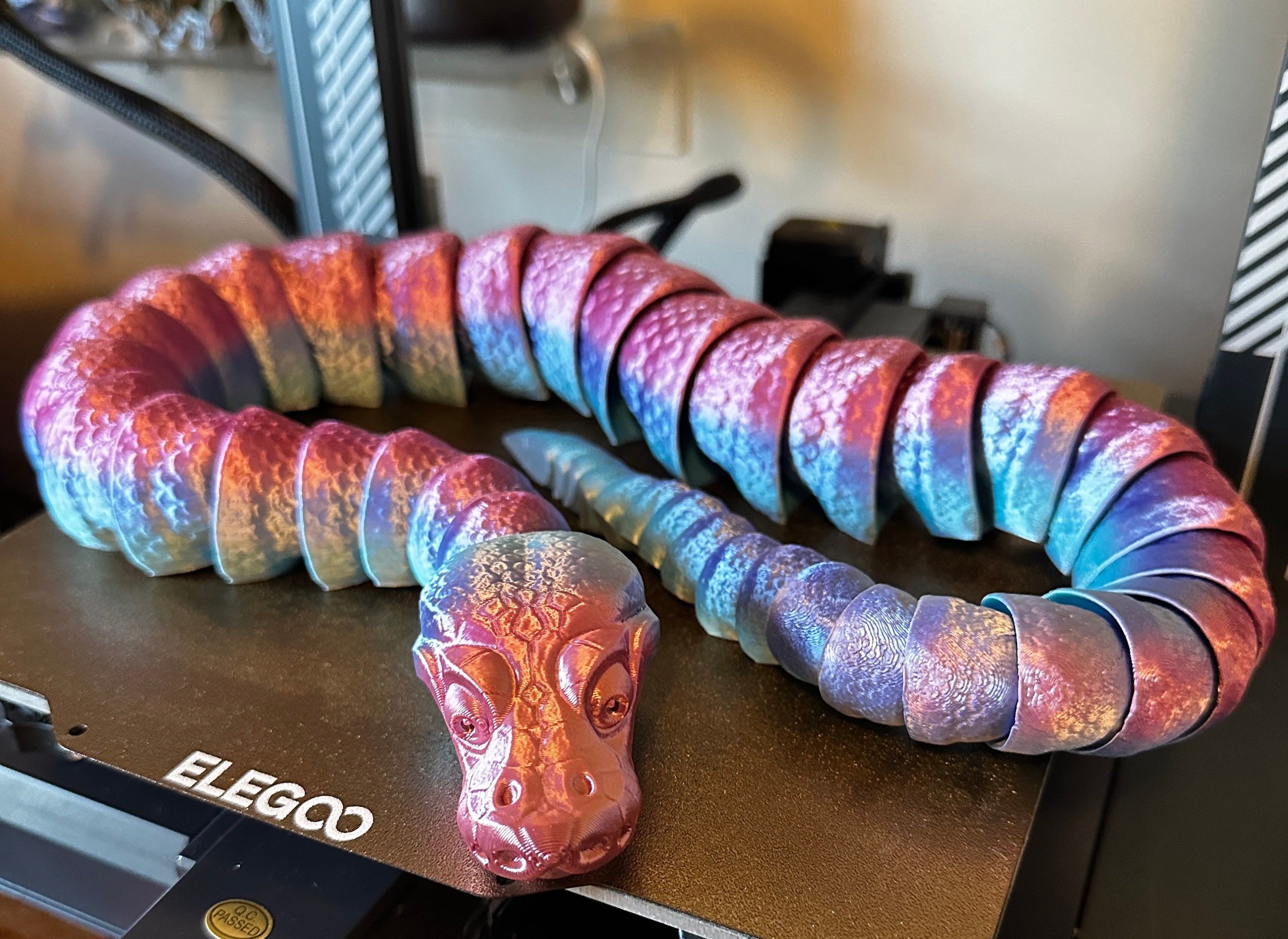 3D Printed Articulated Ball Python, Fidget Toy, Desk Stress Toy, 3D ...