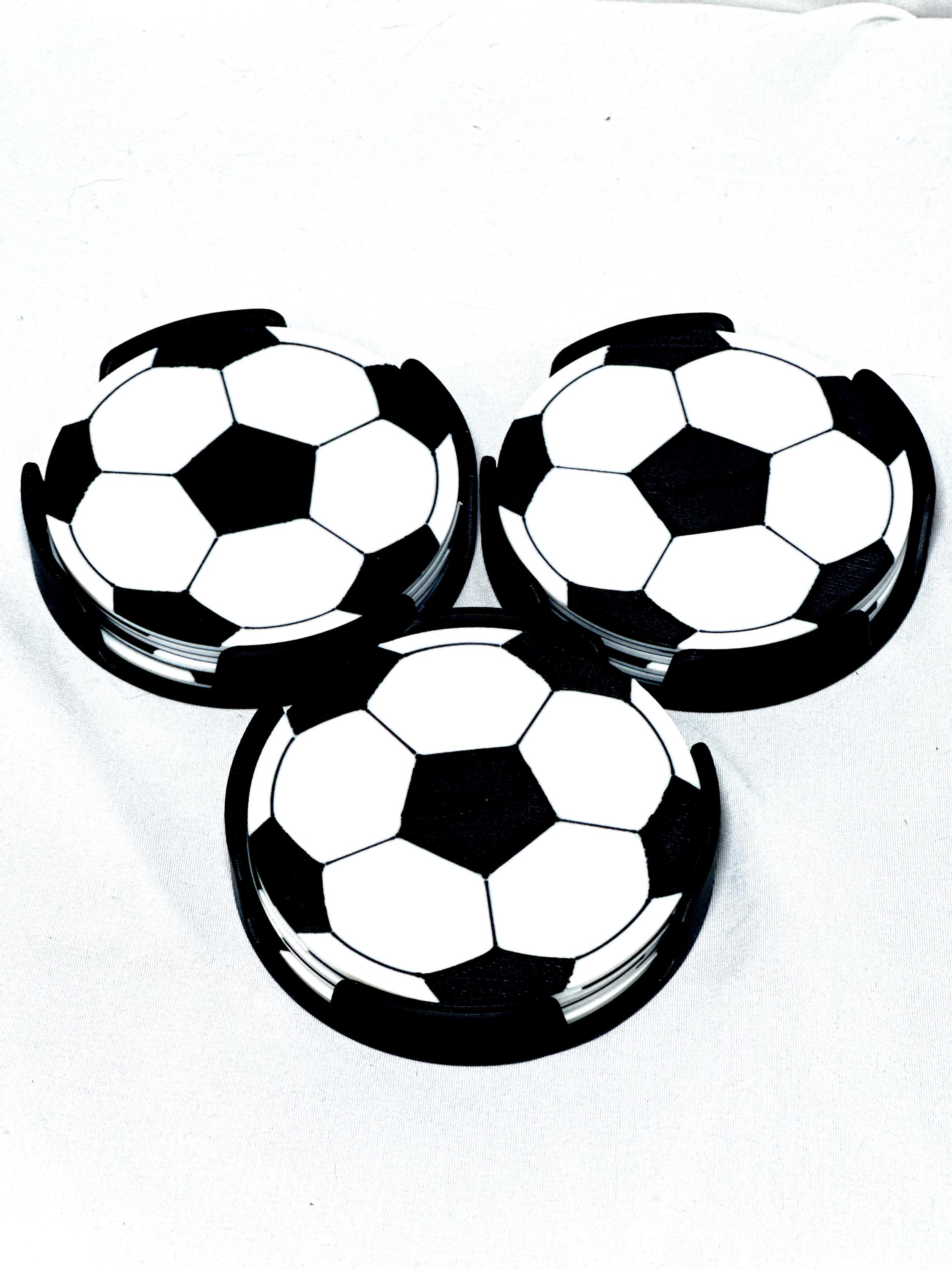 Custom 3D Printed Soccer Coasters Set With Holder – Unique Home Decor ...