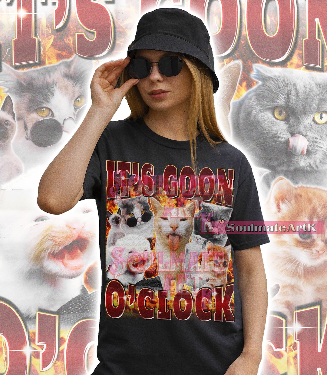 It's Goon O'clock Shirt, Funny Cute Cat Tshirt, Meme Kitten Bootleg ...