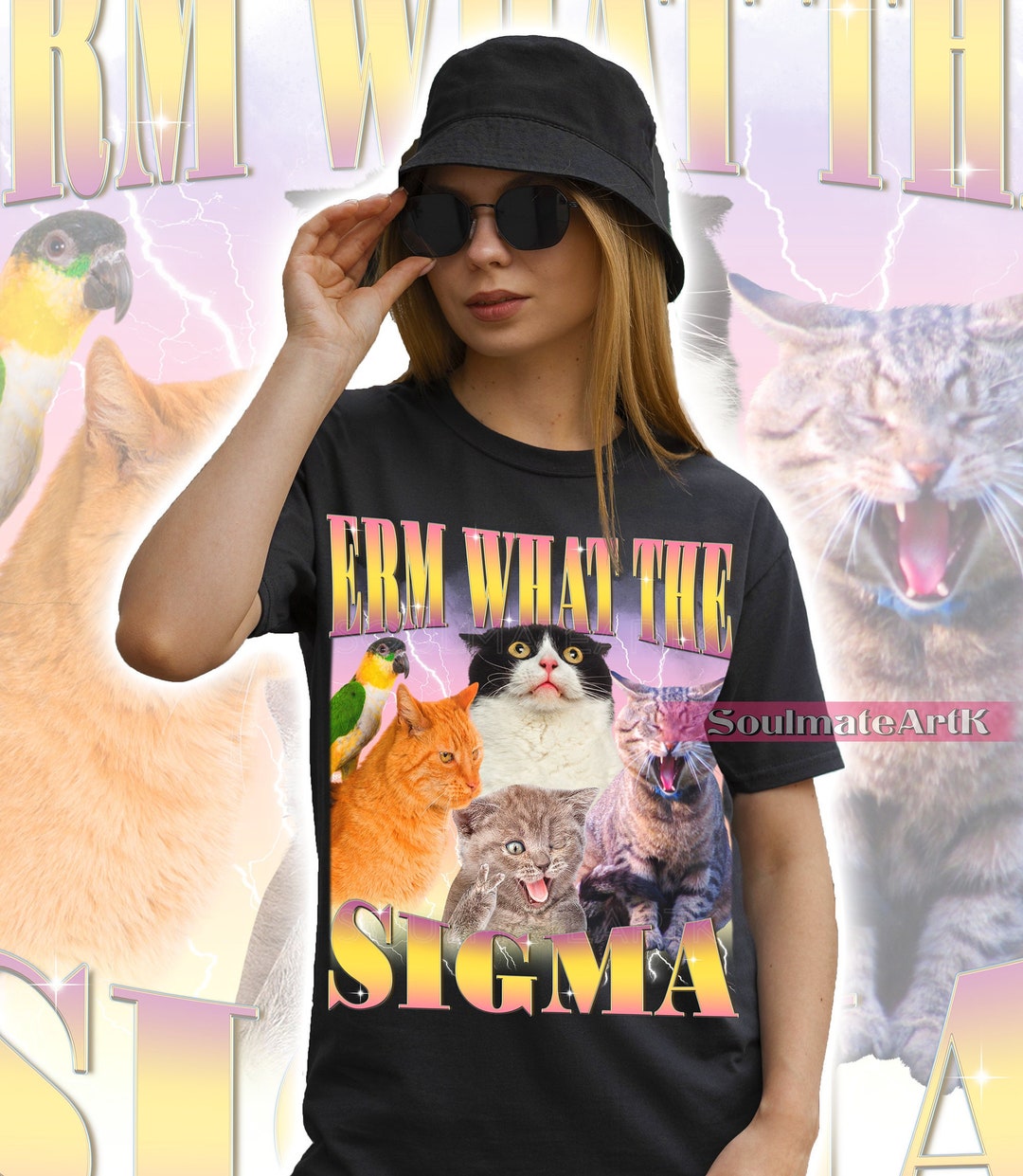Erm, What the Sigma? Funny Shirt, Meme Cat Tshirt, Bootleg Sweatshirt ...