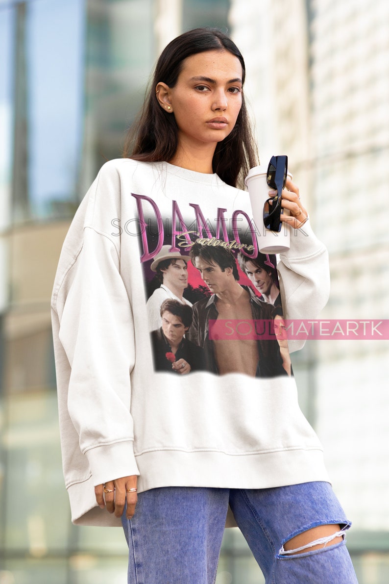 RETRO Damon Salvatore Sweatshirt Damon Salvatore Hoodie,damon Salvatore ...
