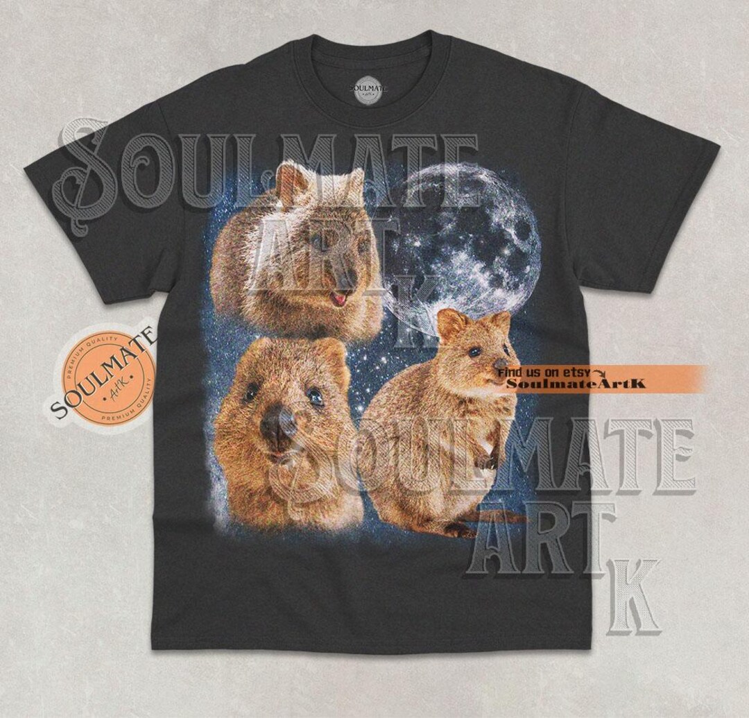 Three Quokkas Moon Shirt, Vintage Happy Animal Tshirt, Meme Space ...