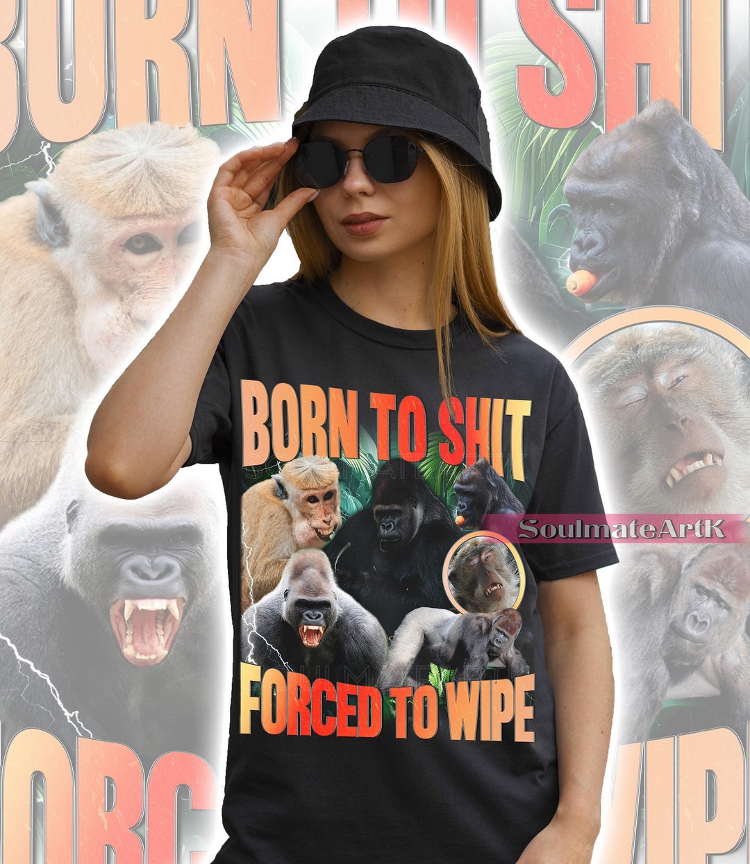 Retro Funny Bootleg Shirt, Vintage Meme Ape Tshirt, Funny Graphic ...