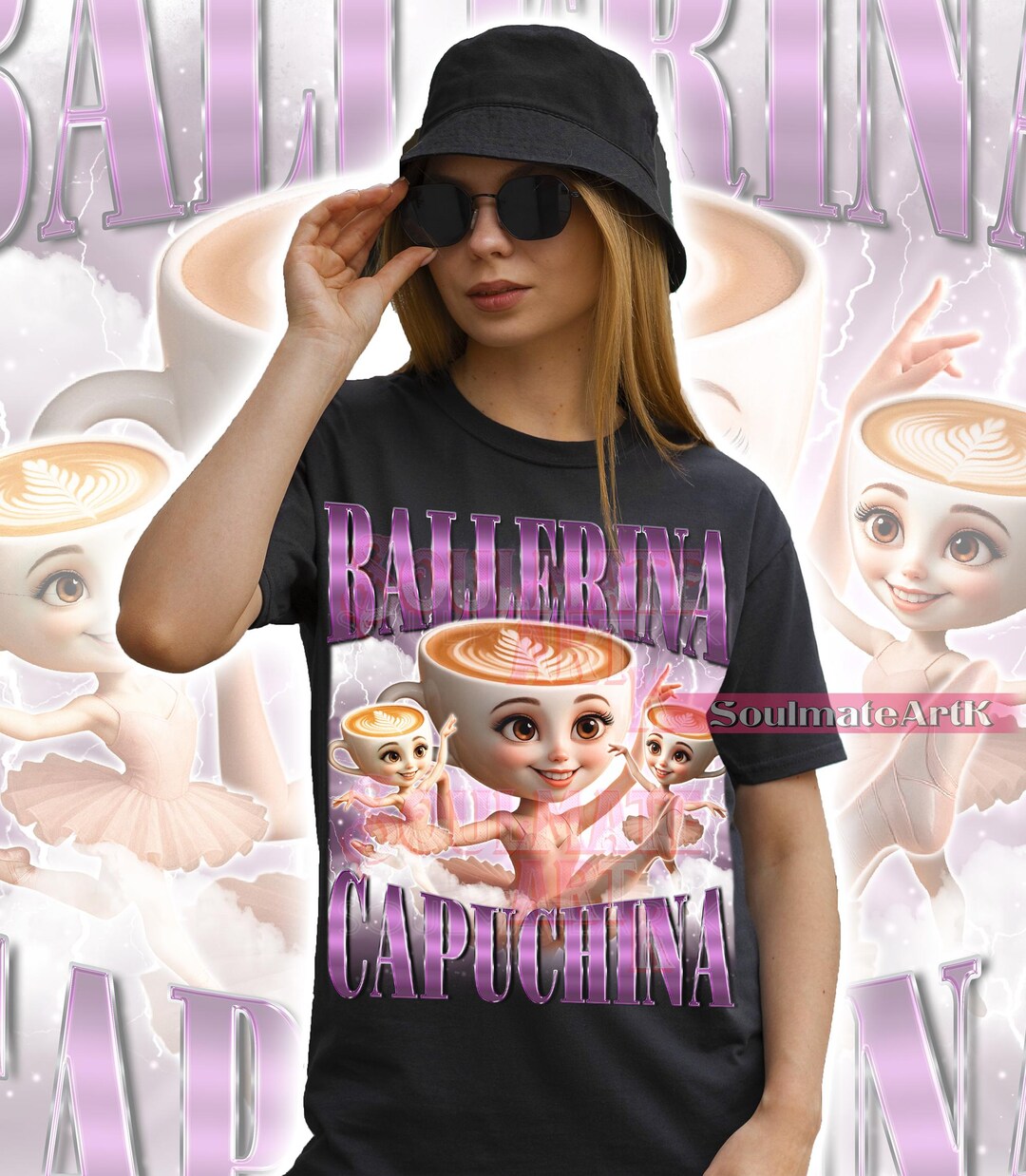 Ballerina Capuchina Shirt, Funny Brainrot Tshirt, Capuccina Joke Meme ...