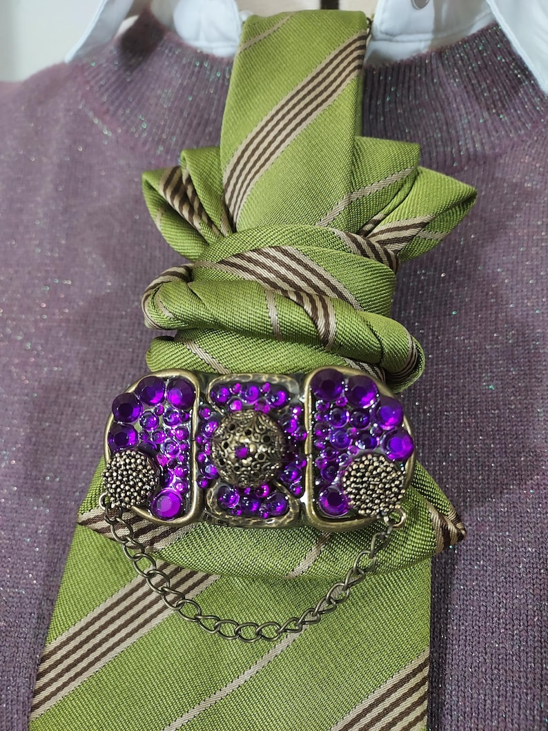 Upcycled Necktie Necklace With Handmade Brooch | Chic Upcycled ...