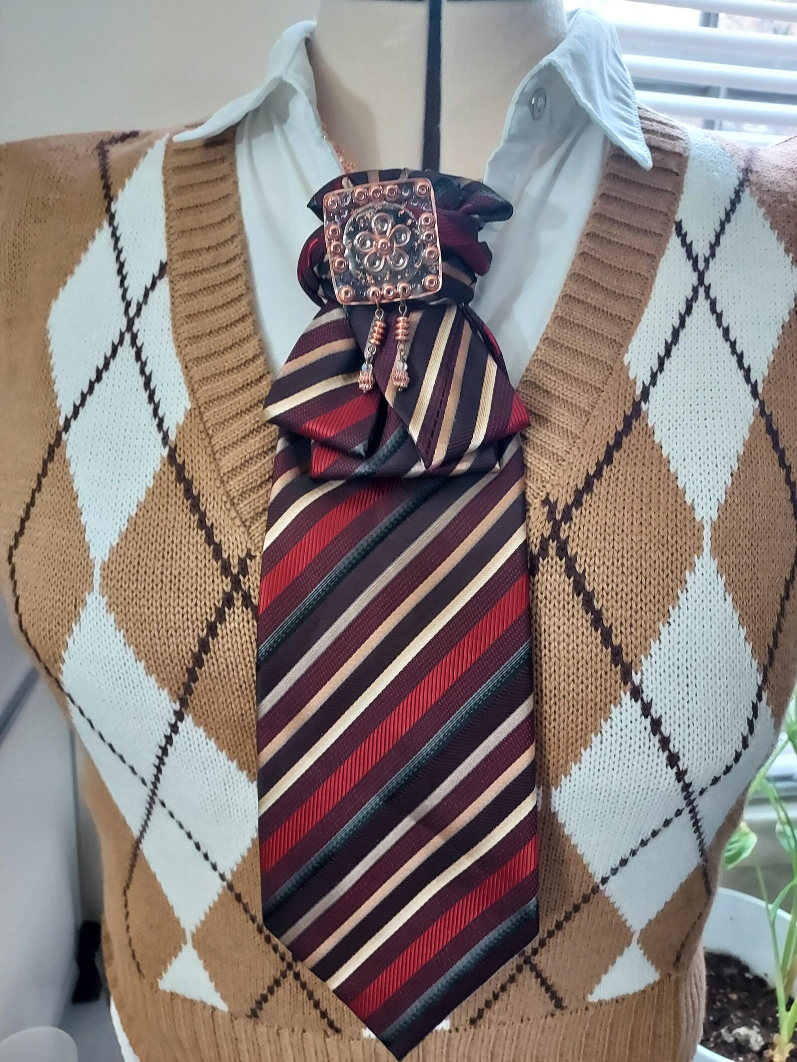 Upcycled Necktie Necklace With Handmade Brooch | Chic Upcycled ...