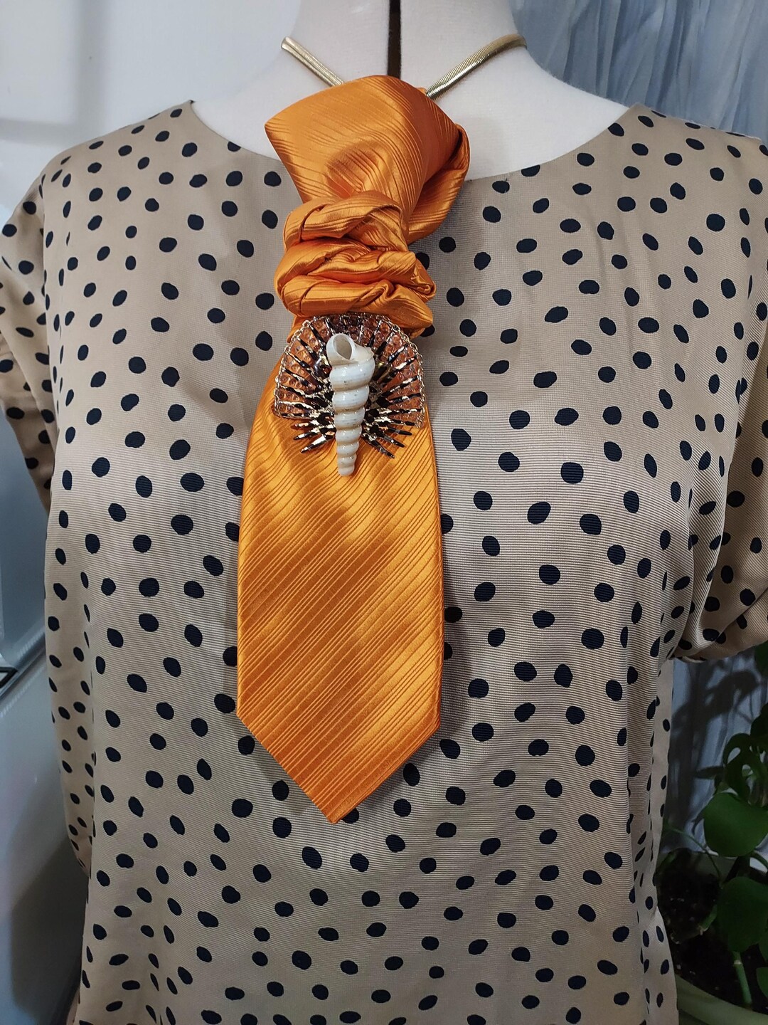 Handmade Upcycled Necktie Necklace With Custom Brooch - Etsy